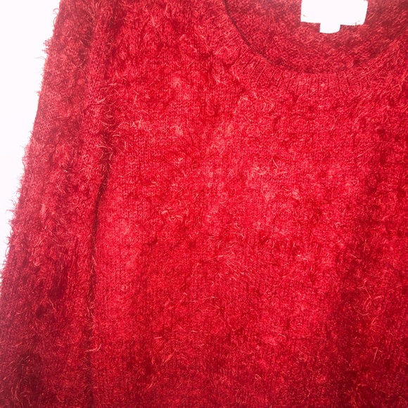 No Comment | Sweaters | No Comment Red Fluffy Fuzzy Sweater Sz L | Poshmark